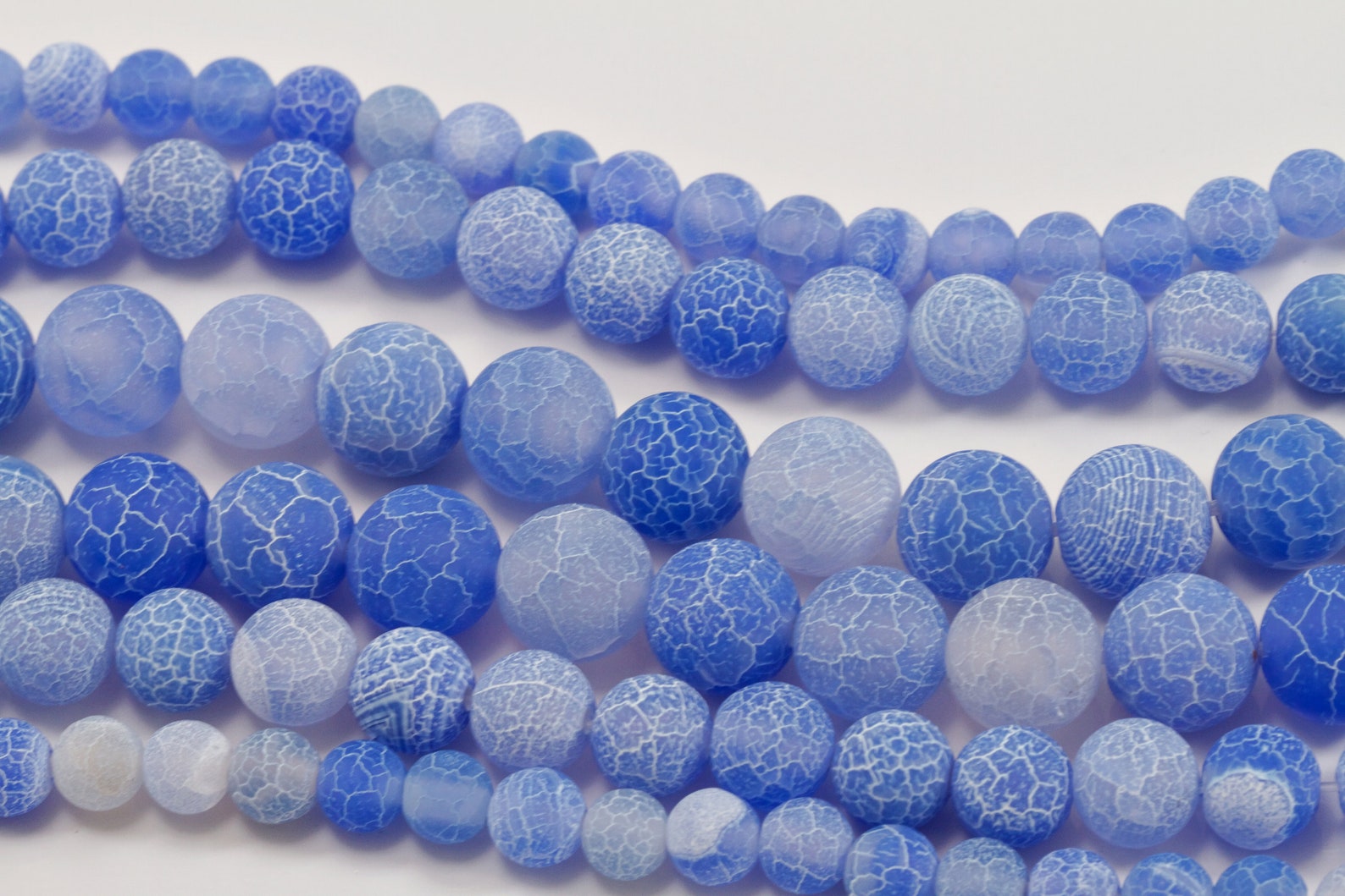 Periwinkle Blue Natural Stone Frosted Agate Beads... Full | Etsy