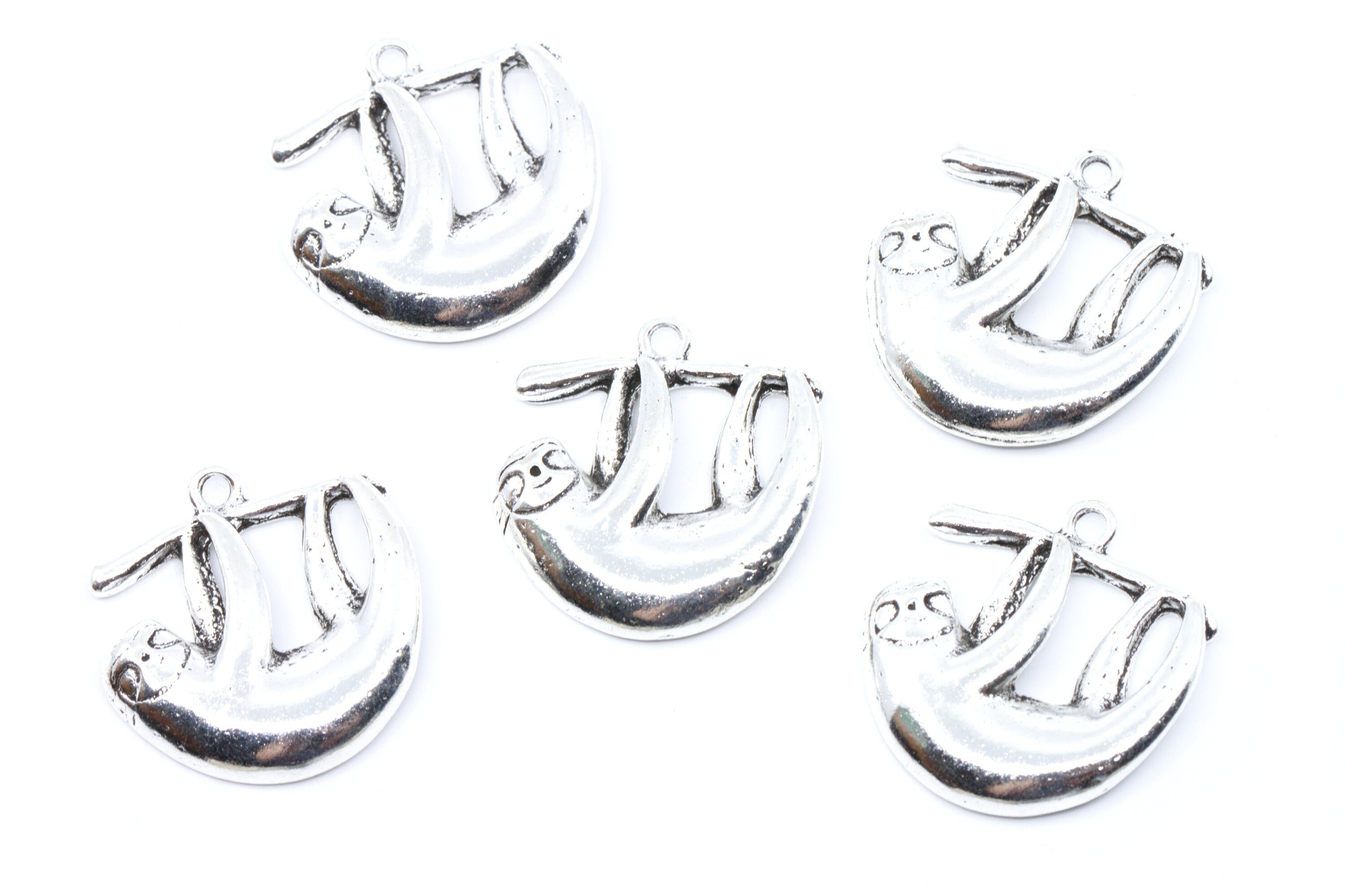 Sloth Antique Silver Tone Charms...lot of Five...animal - Etsy