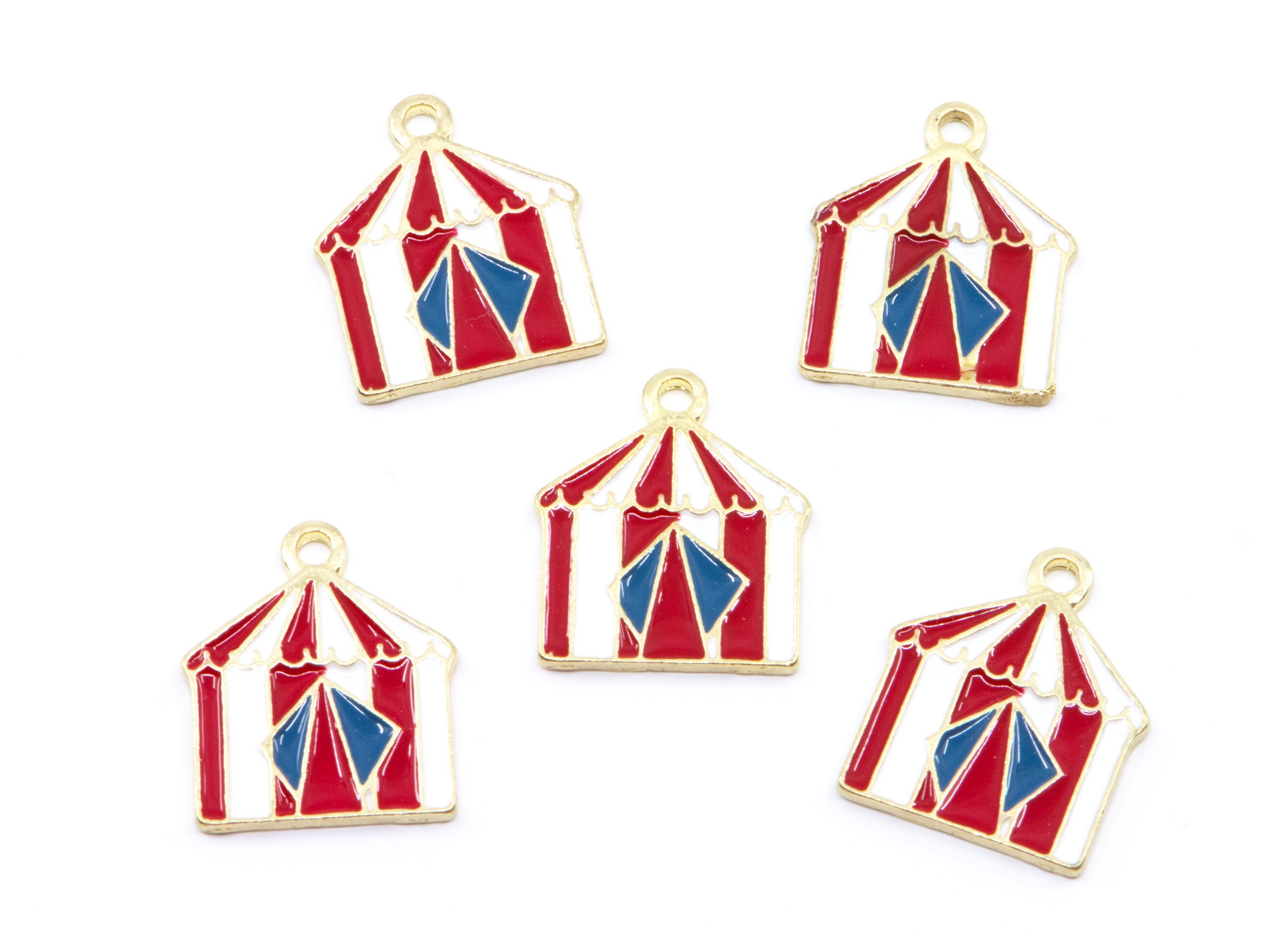 Carnival Tent Red and White Enamel Charms - Lot of Five - Etsy