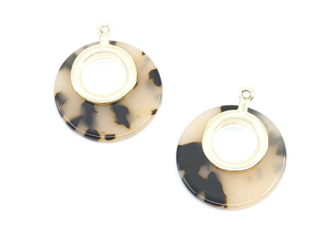 Cream and Black Tortoise Shell Circle Shaped Pendant Acrylic Blanks ...