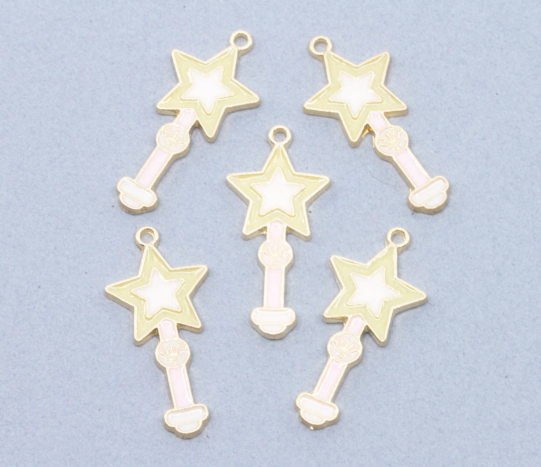 Pink and Gold Magic Wand Enamel Charms - Lot of Five - Etsy