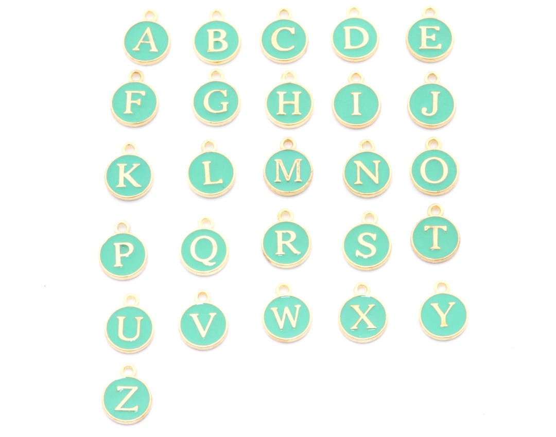 Mint Green Alphabet Letter Double-sided Enamel Charms - Pick Your ...