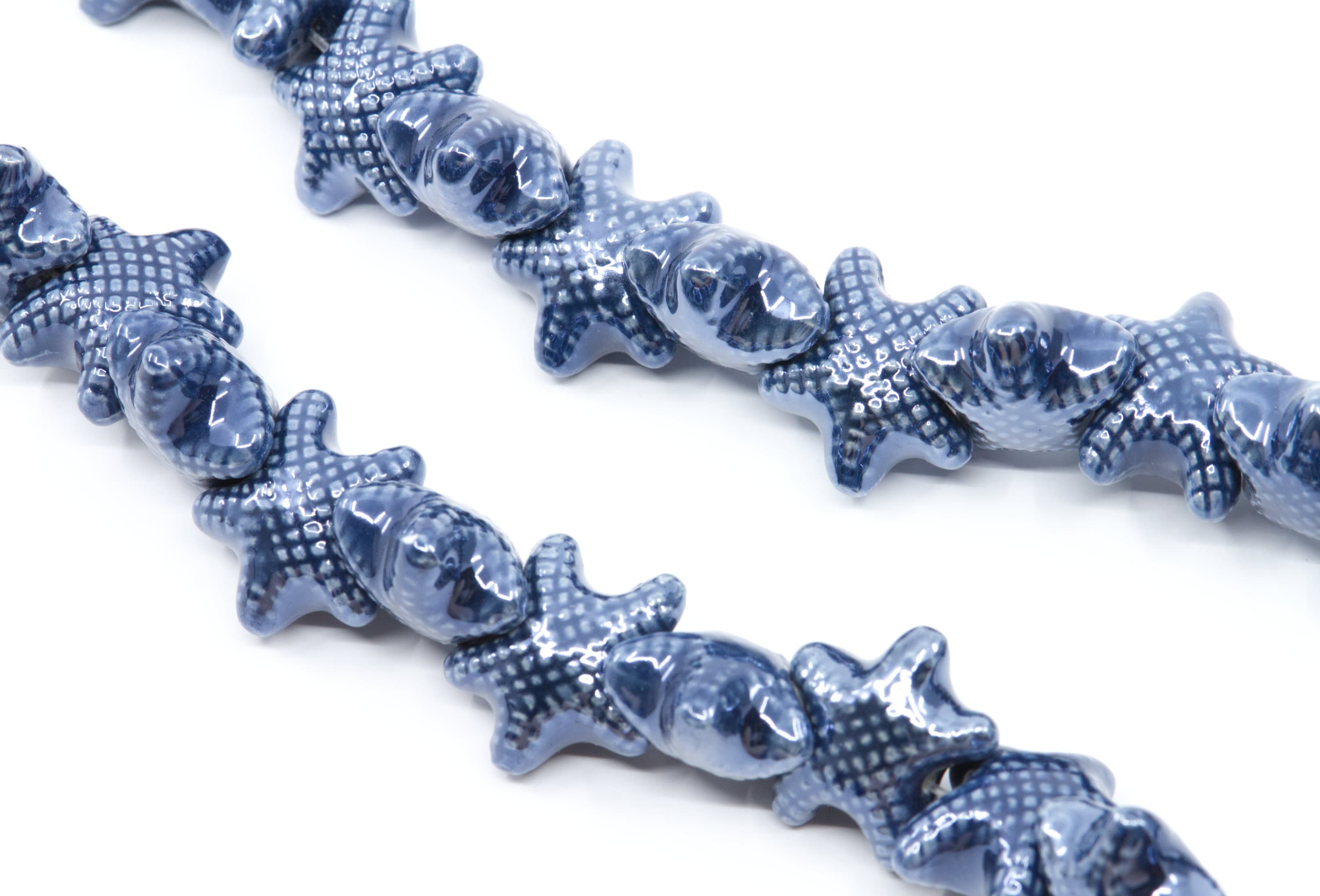 Navy Blue Ceramic Starfish Beads...full Strand...blue - Etsy