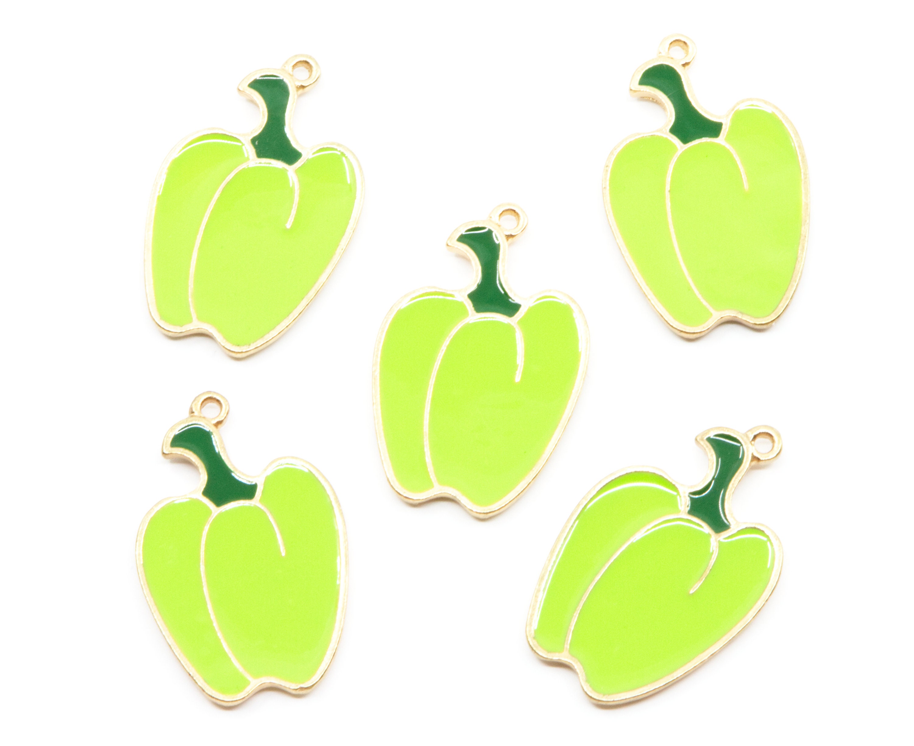 Green Bell Pepper Enamel Charms - Lot of Five - Etsy