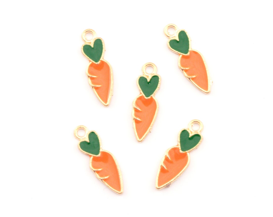 Carrot Orange Enamel Charms - Lot of Five - Etsy