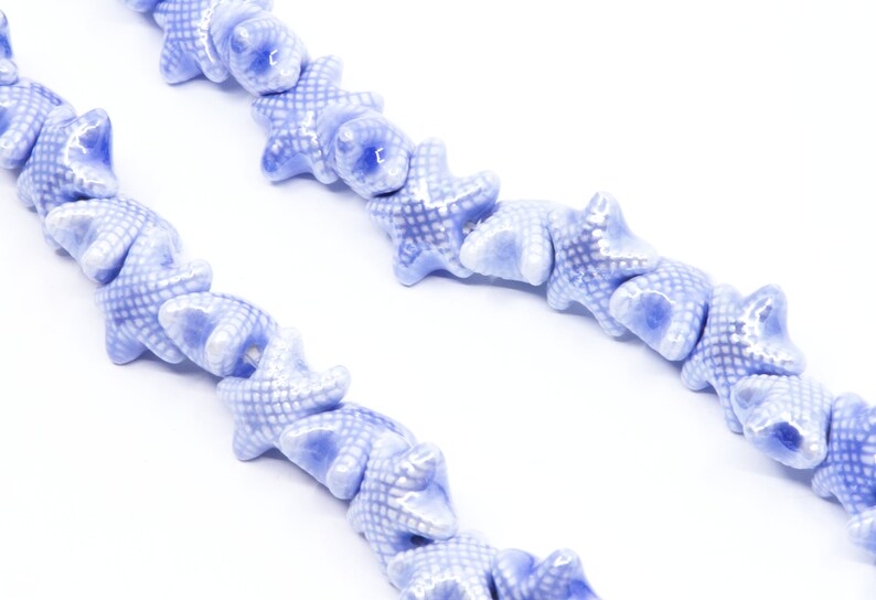 Periwinkle Blue Ceramic Starfish Beads...full Strand...blue - Etsy