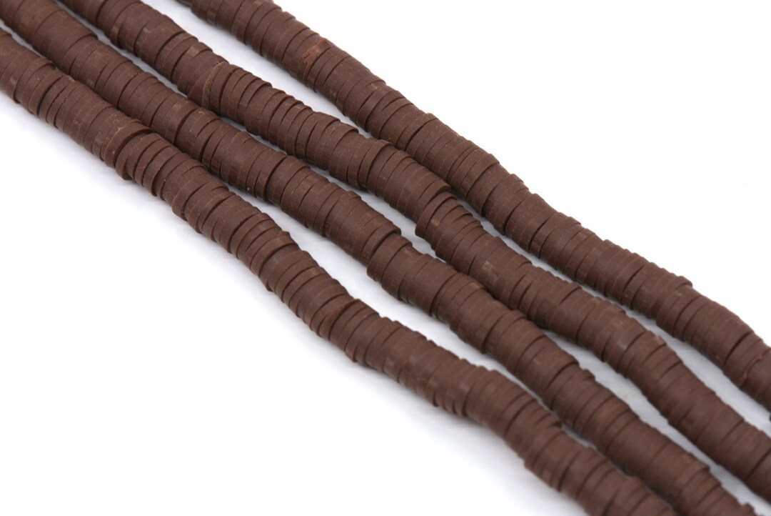 Espresso Brown 5mm Polymer Clay Flat Disc Heishi Beads - African Vinyl ...