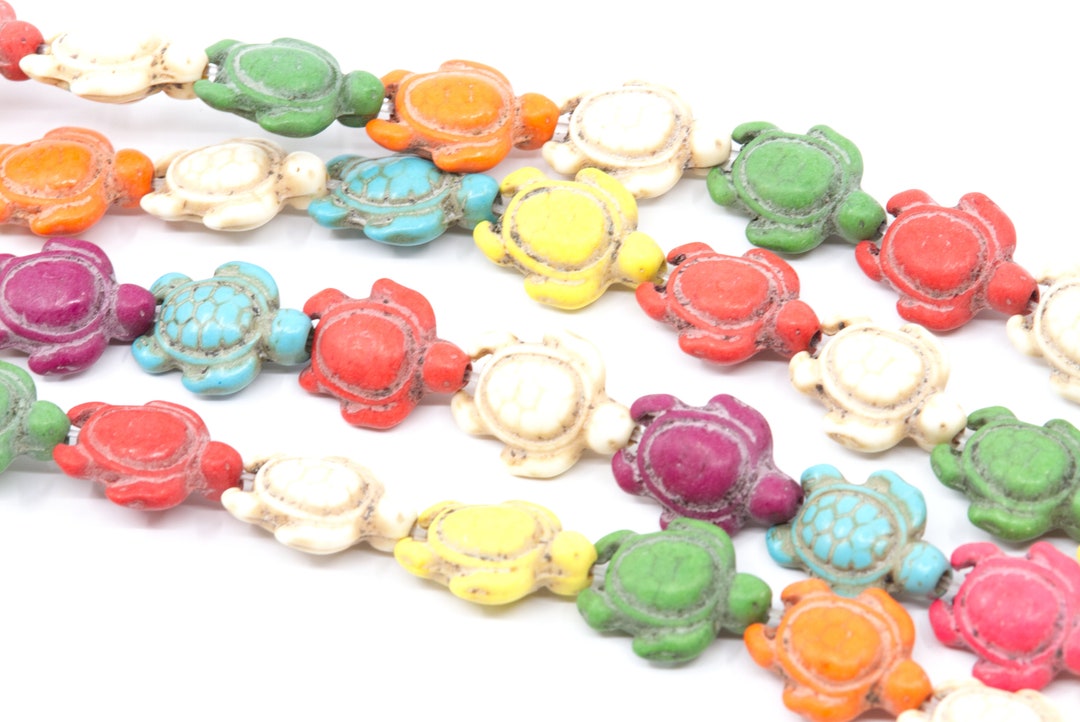 Multi-color Turtle Howlite Turquoise Dyed Beads...15x18mm...full Strand ...