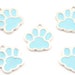 Pastel Blue Paw Print Enamel Charms Silver Plated...lot of Five ...