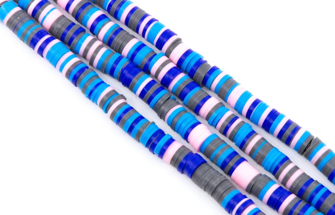 Multi-color Blue Pink and Gray 6mm Polymer Clay Flat Disc - Etsy