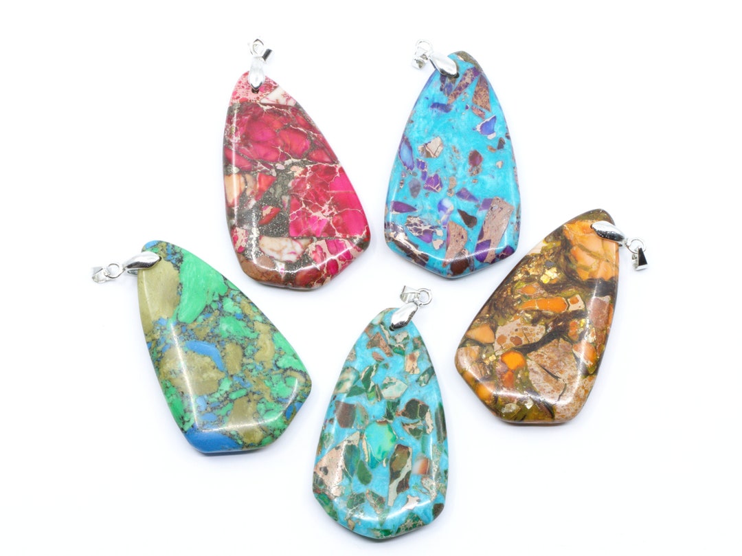 Natural Stone Mosaic Pendants...multi-color...gemstone Pendant ...