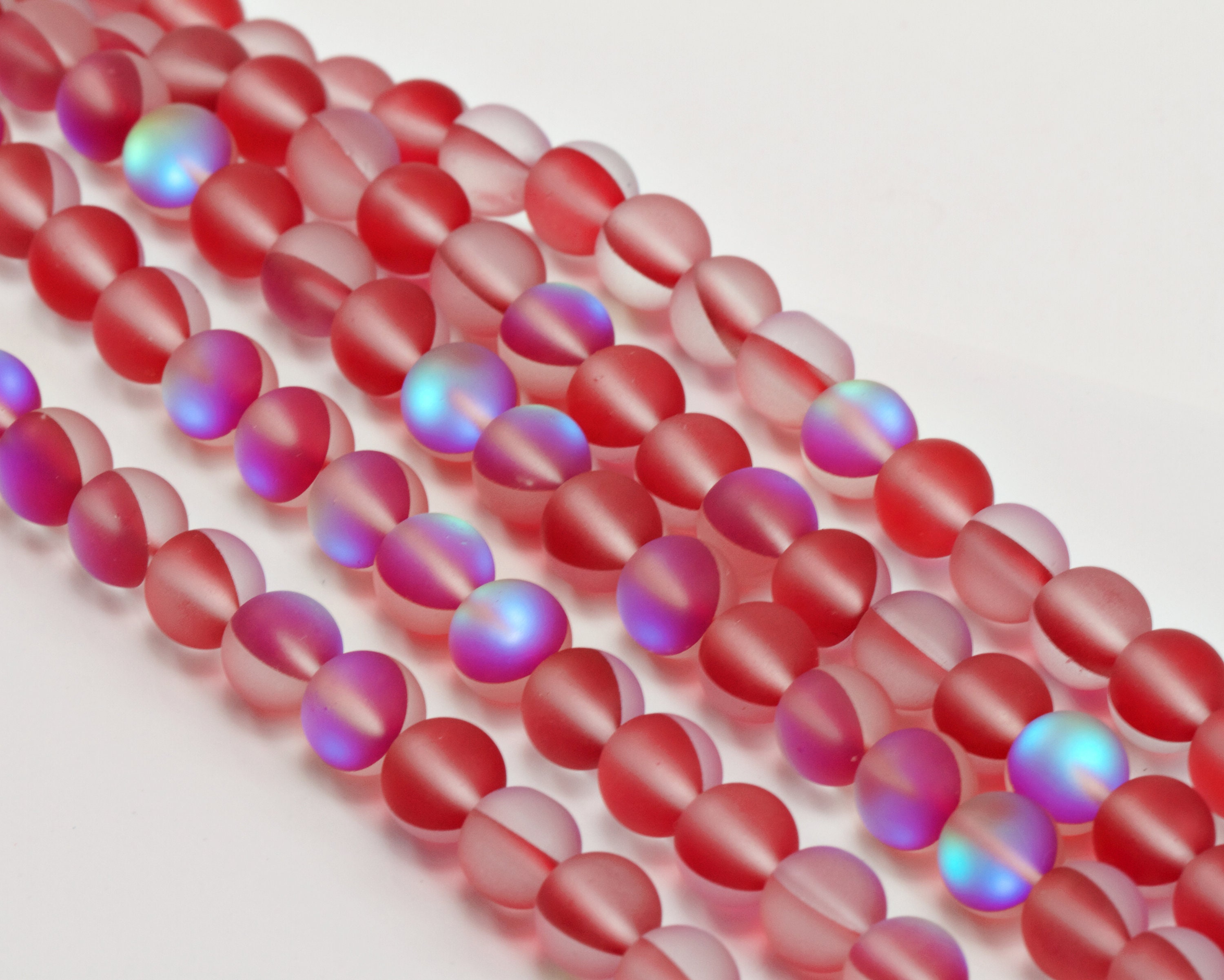 Candy Apple Red Frosted Opal Glass Beads....8mm...full Strand...opal ...