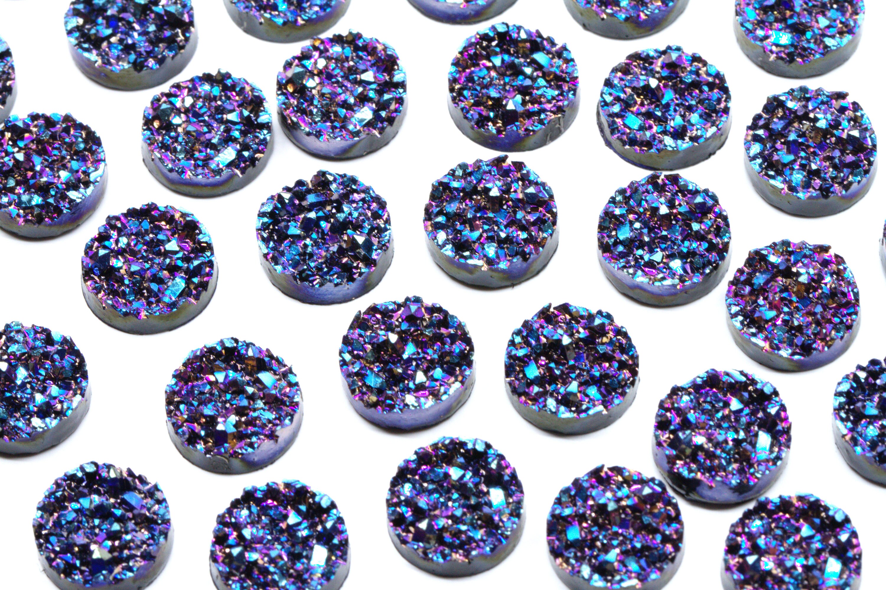 Metallic Indigo Crystal Faux Druzy 12mm Flatback Cabochons - Etsy