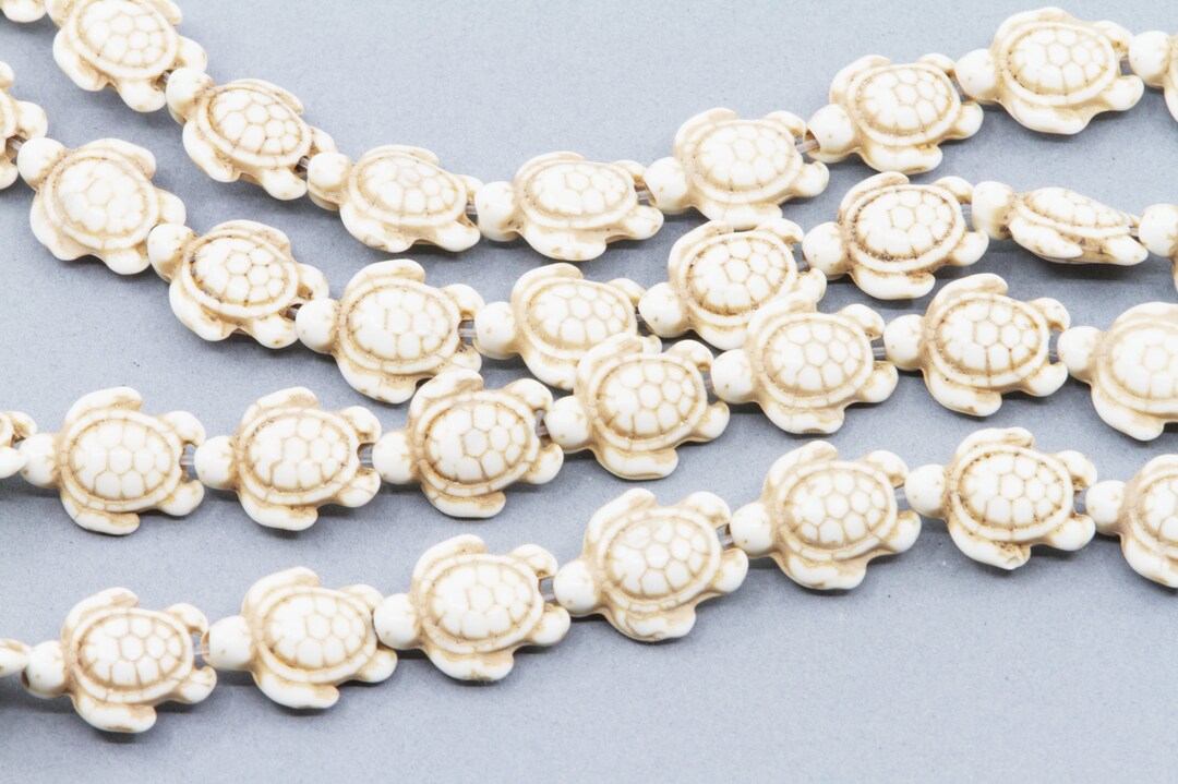 Ivory White Turtle Howlite Turquoise Dyed Beads - 15x18mm - Full Strand ...