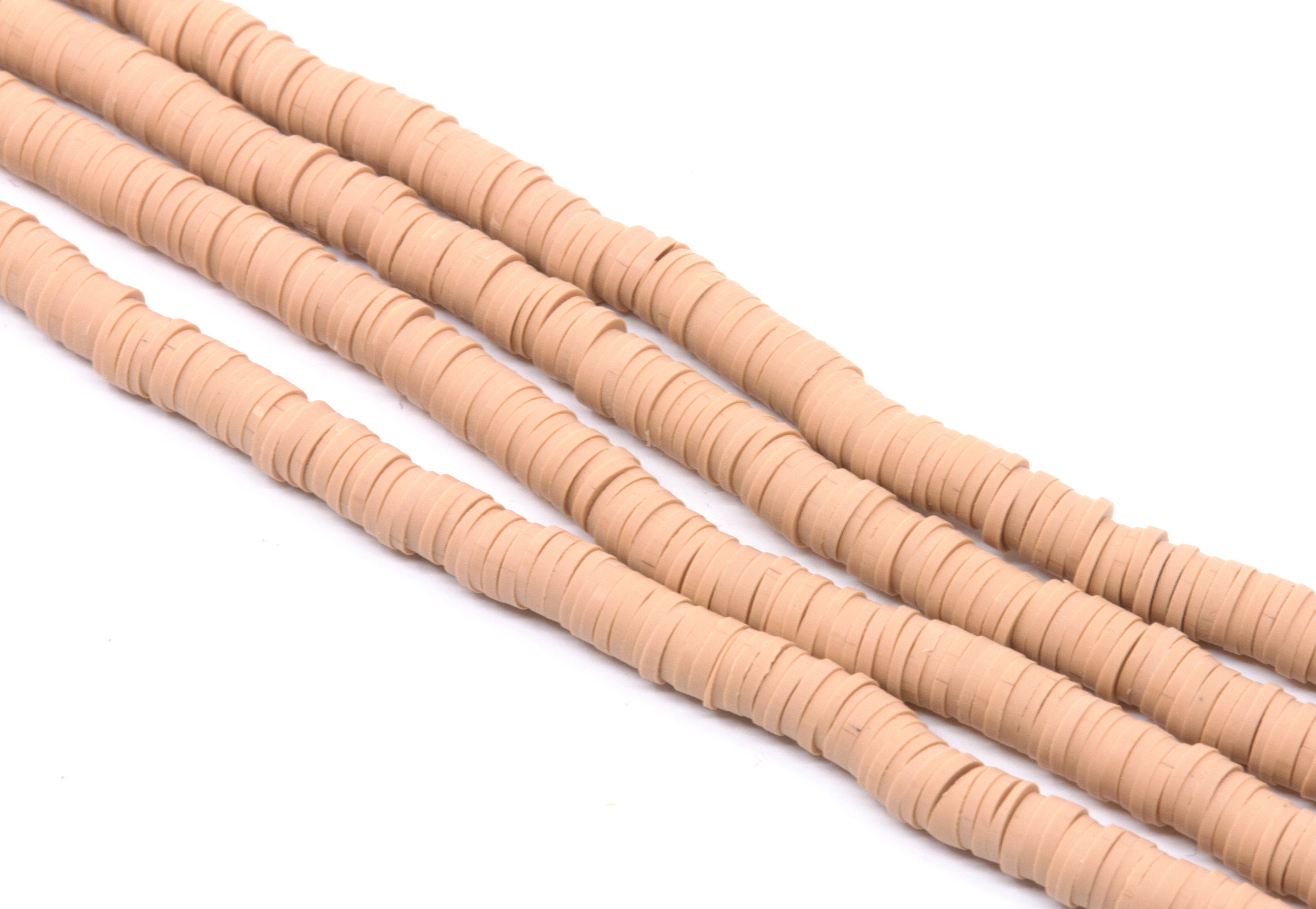 Latte Cream Beige 6mm Polymer Clay Flat Disc Heishi Beads - African ...