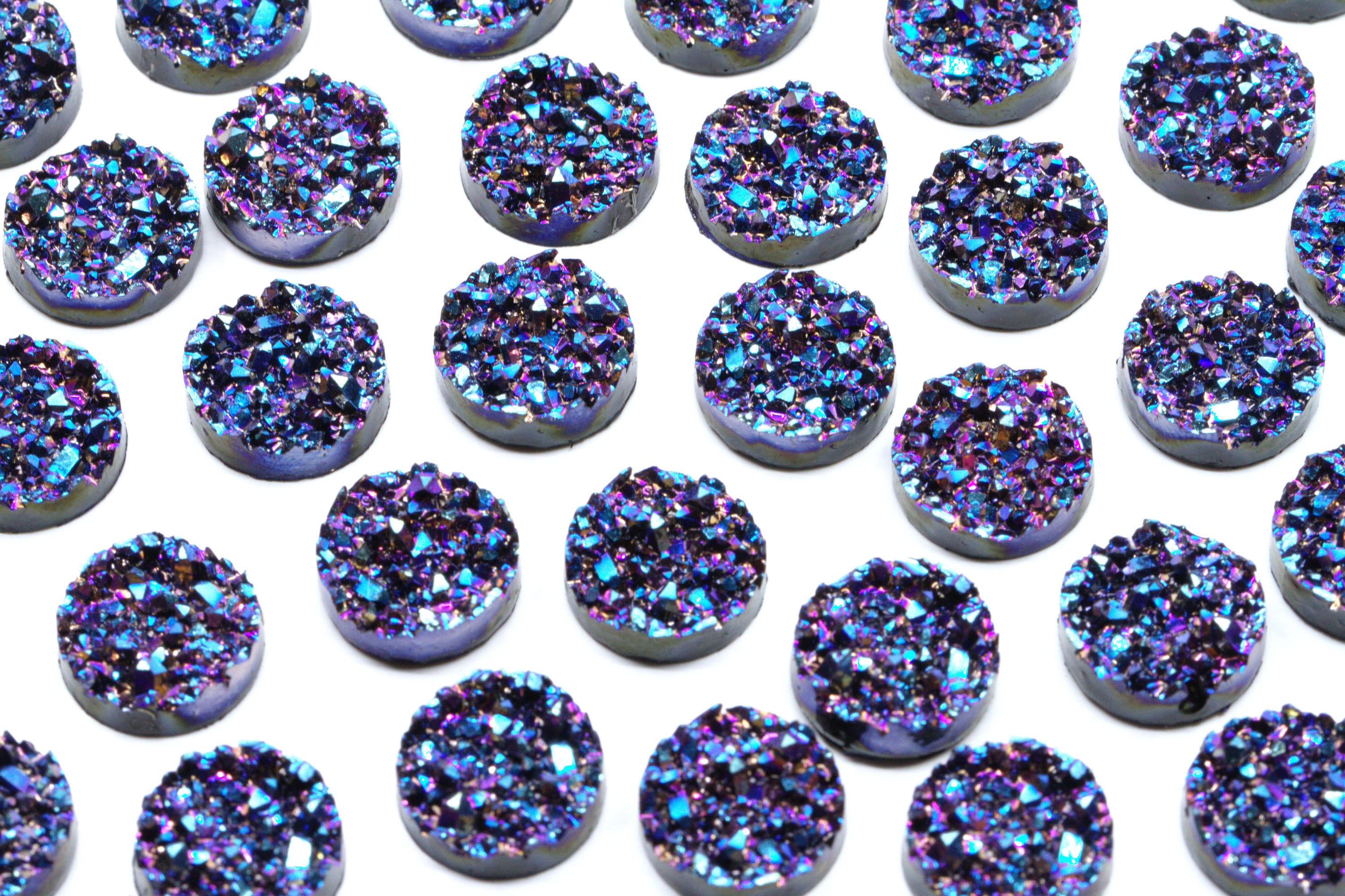 Metallic Indigo Crystal Faux Druzy 12mm Flatback Cabochons - Etsy