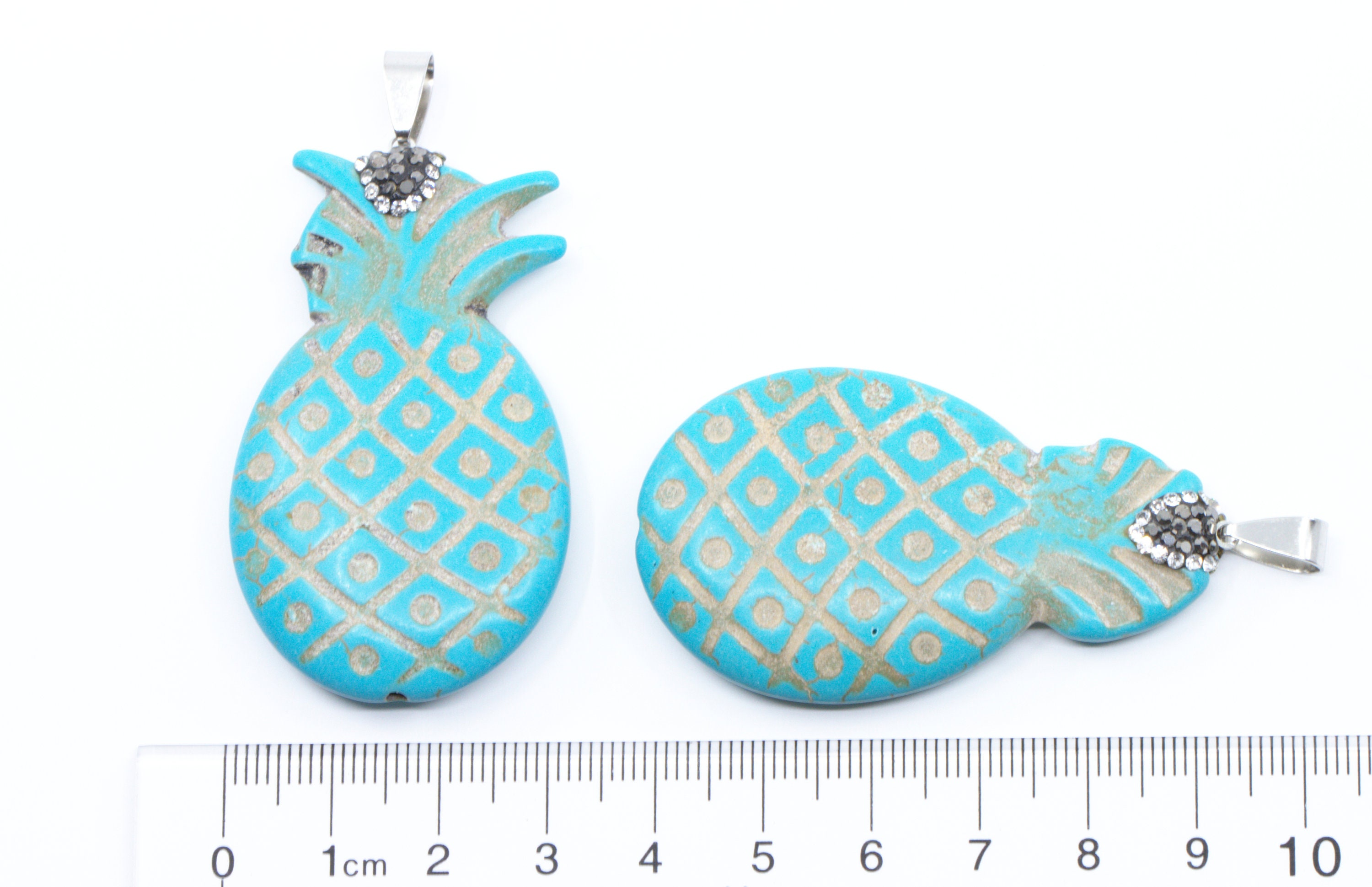 Blue Turquoise Pineapple Natural Stone Pendant...tropical - Etsy