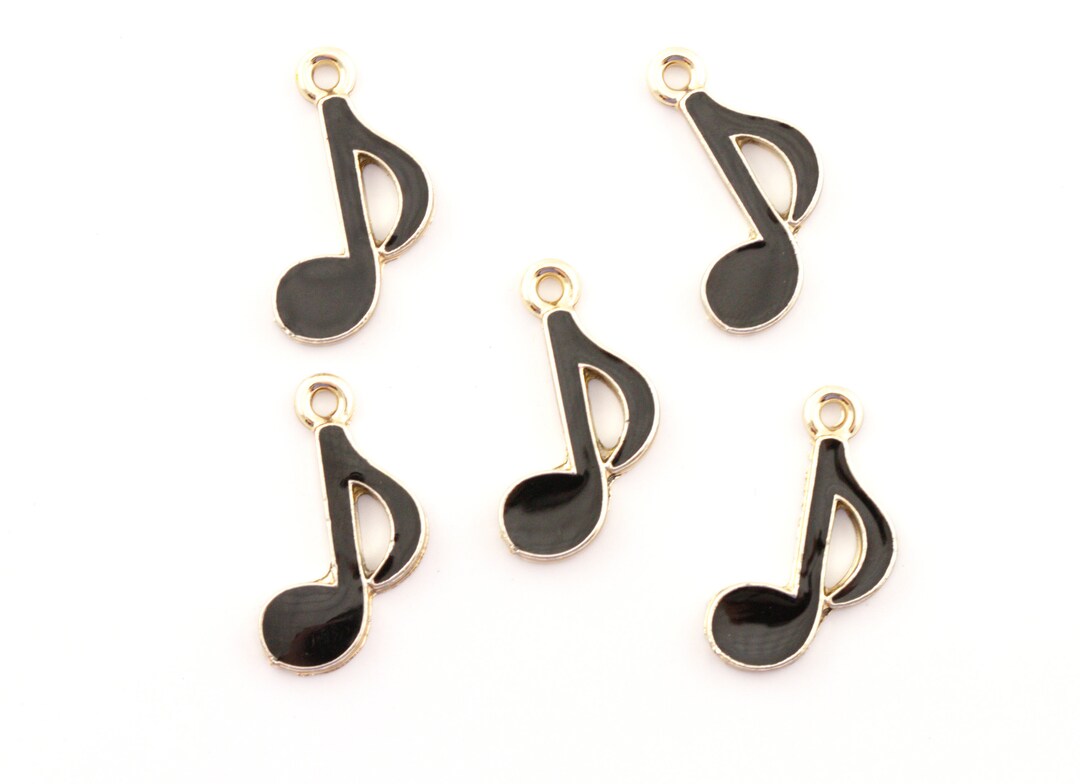 Black Music Note Enamel Charms - Lot of Five - Etsy
