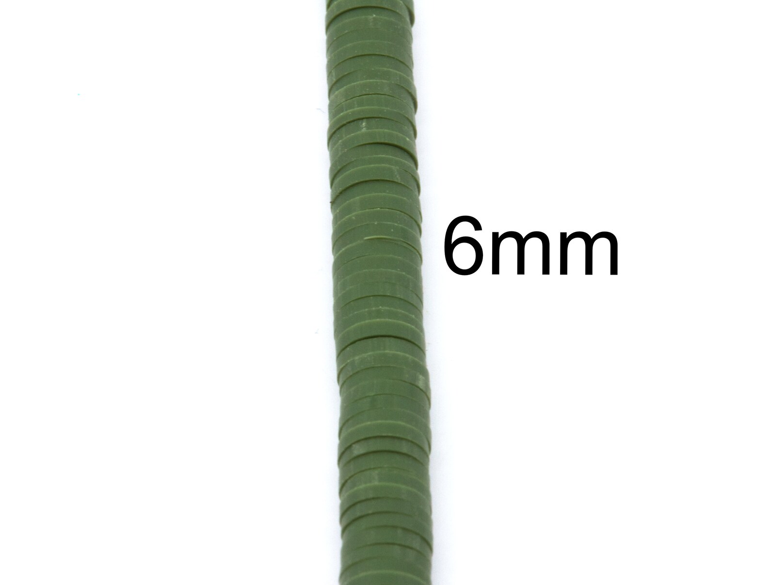 Seaweed Green 6mm Polymer Clay Flat Disc Heishi Beads - African Vinyl ...