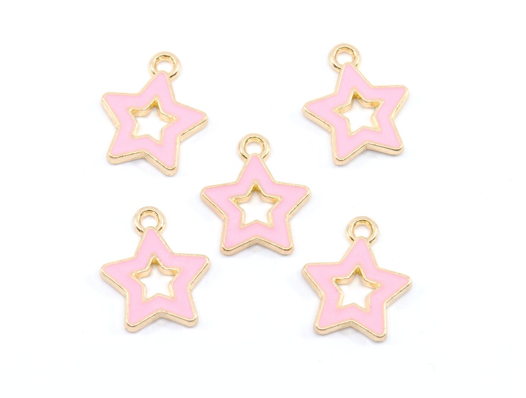 Light Pink Star Enamel Charms - Lot of Five - Etsy