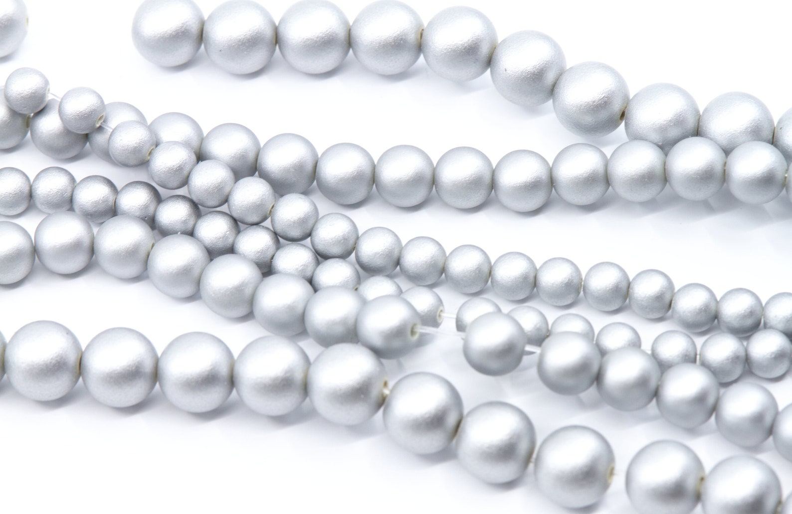 Metallic Silver Shimmer Acrylic Beads....full Strand...6mm-10mm...21 ...