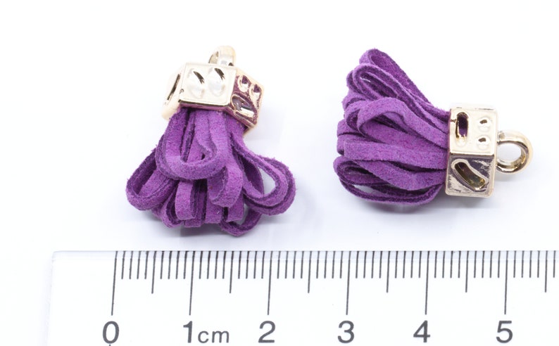 Royal Purple Tassel Charms With Gold Detail... Lot of Five... Faux ...