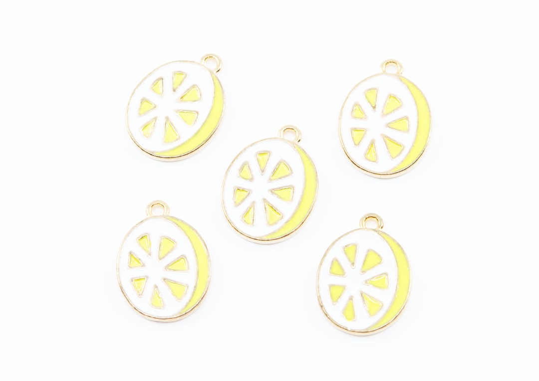 Lemon Slice Enamel Charms - Lot of Five - Etsy