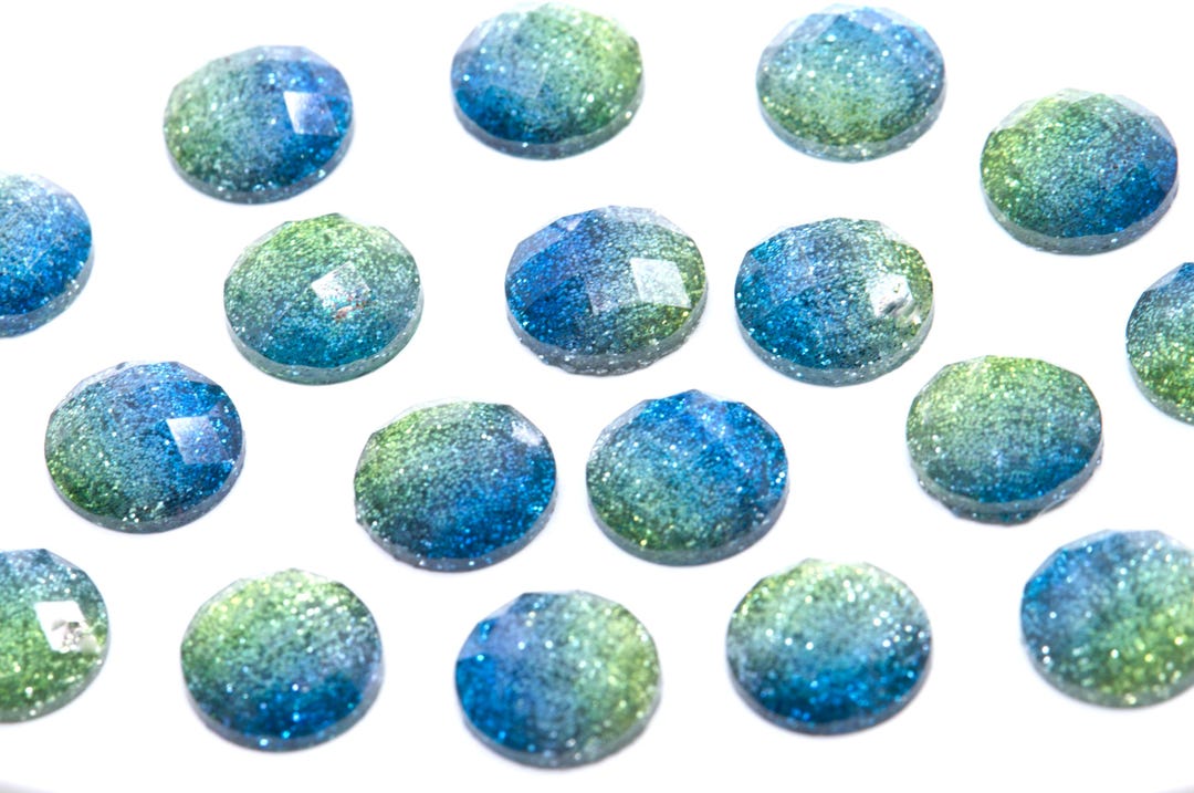 Blue and Green Glitter Ombre 12mm Cabochons - Embellishments - Etsy