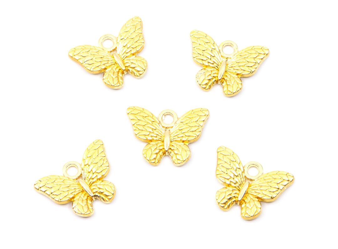 Golden Yellow Butterfly Gold Plated Charms...lot of Five... - Etsy