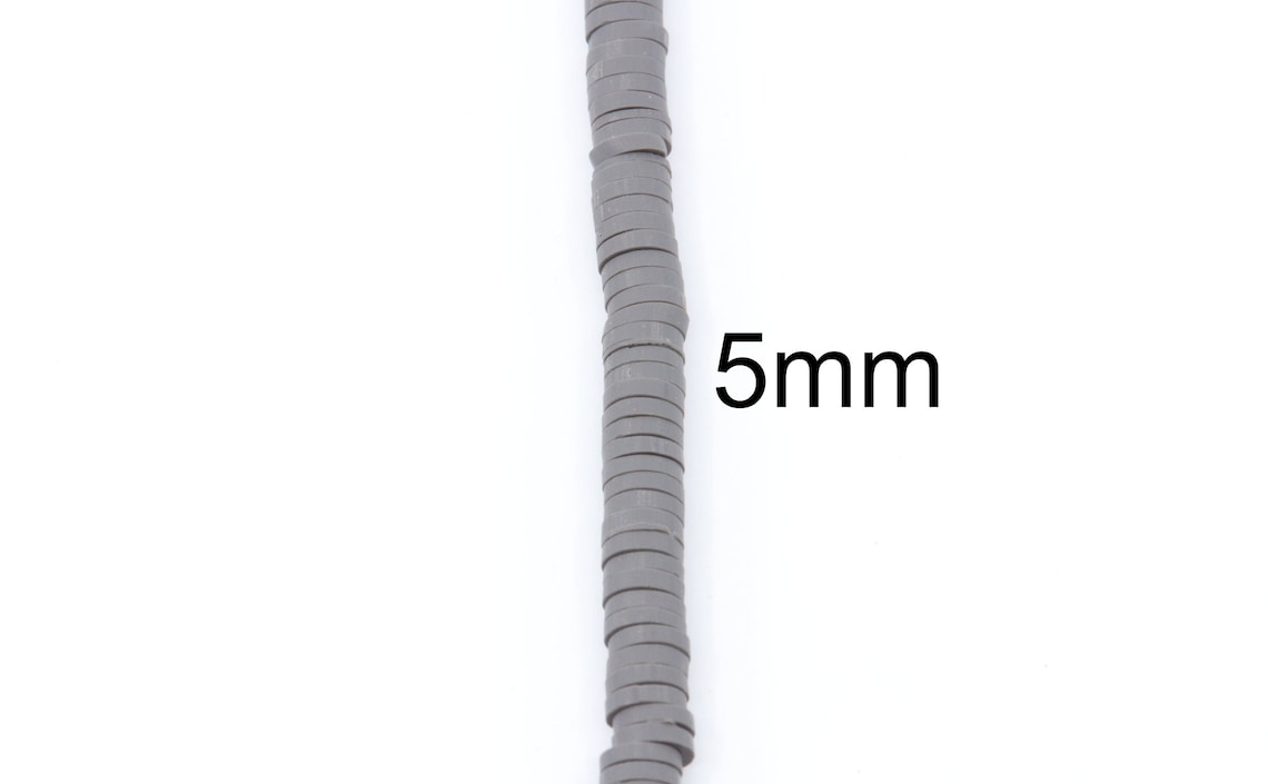 Pebble Gray 5mm Polymer Clay Flat Disc Heishi Beads - African Vinyl ...