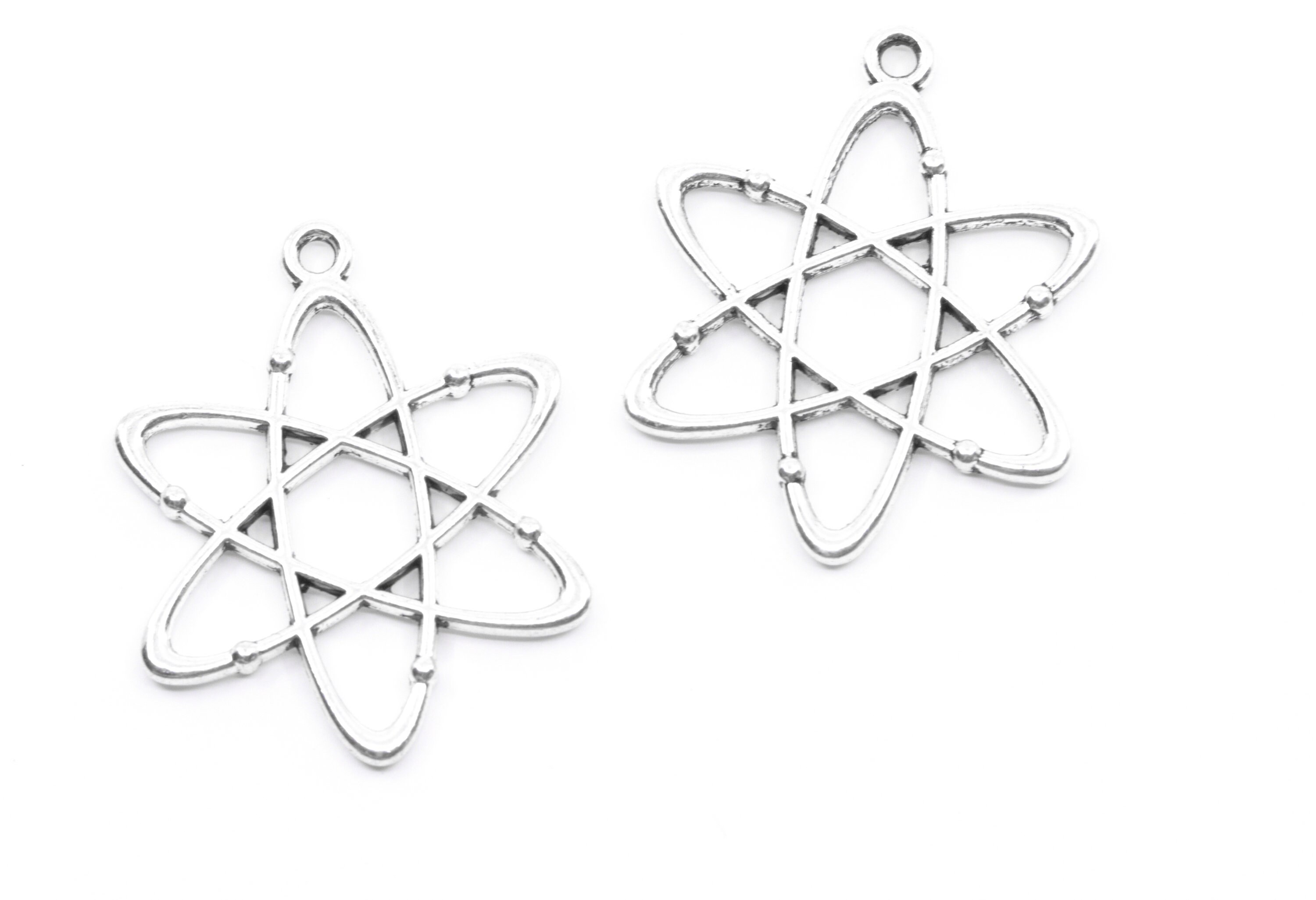 Atom Molecule Antique Silver Tone Charms... Lot of Two... Atom - Etsy