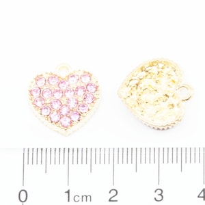 Pink Heart Gold Plated Rhinestone Charms...lot of Five... - Etsy