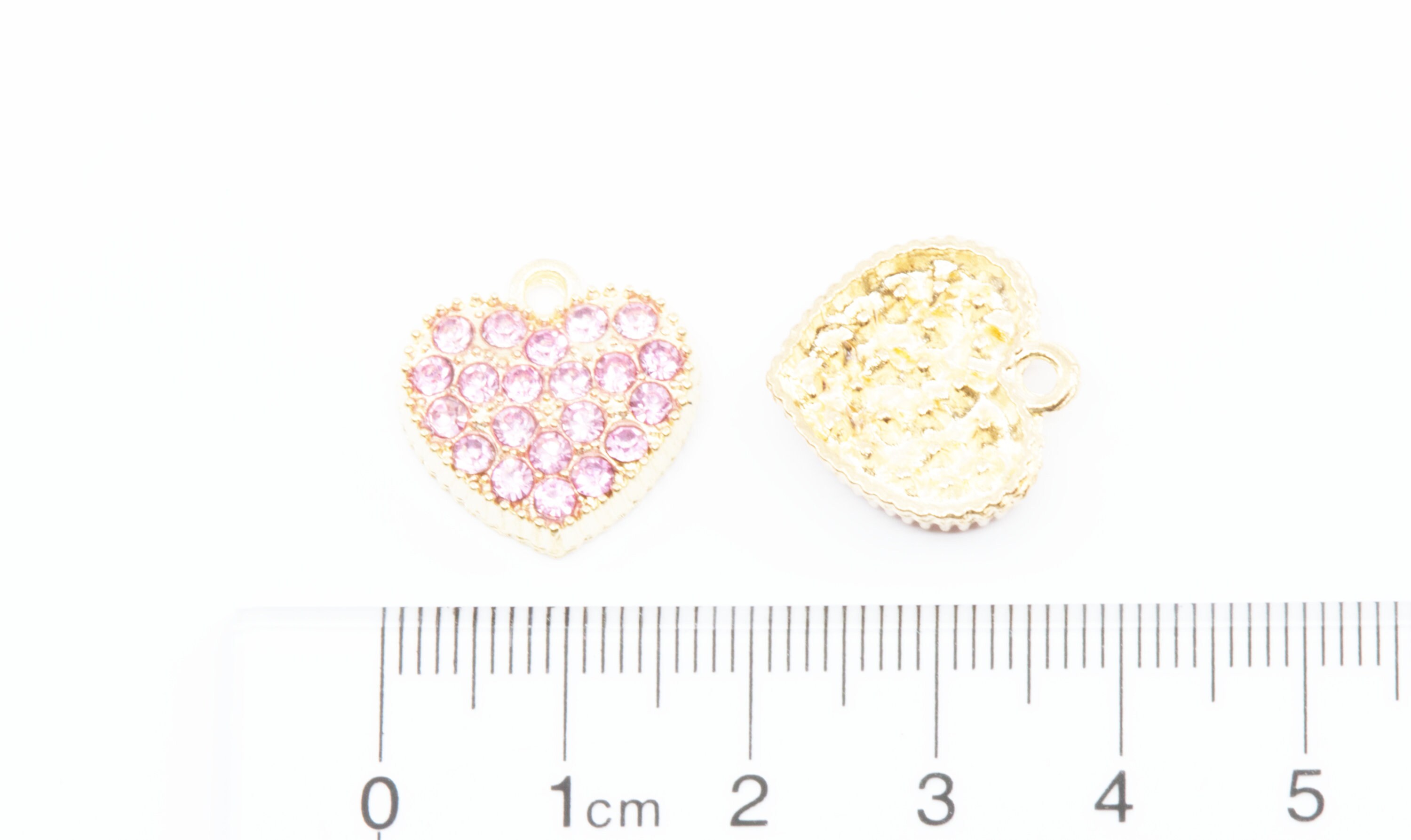 Pink Heart Gold Plated Rhinestone Charms...lot of Five... - Etsy
