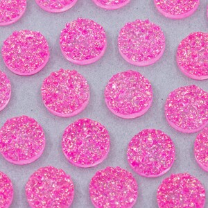 Bright Pink Glitter Crystal Faux Druzy 12mm Flatback Cabochons - Etsy