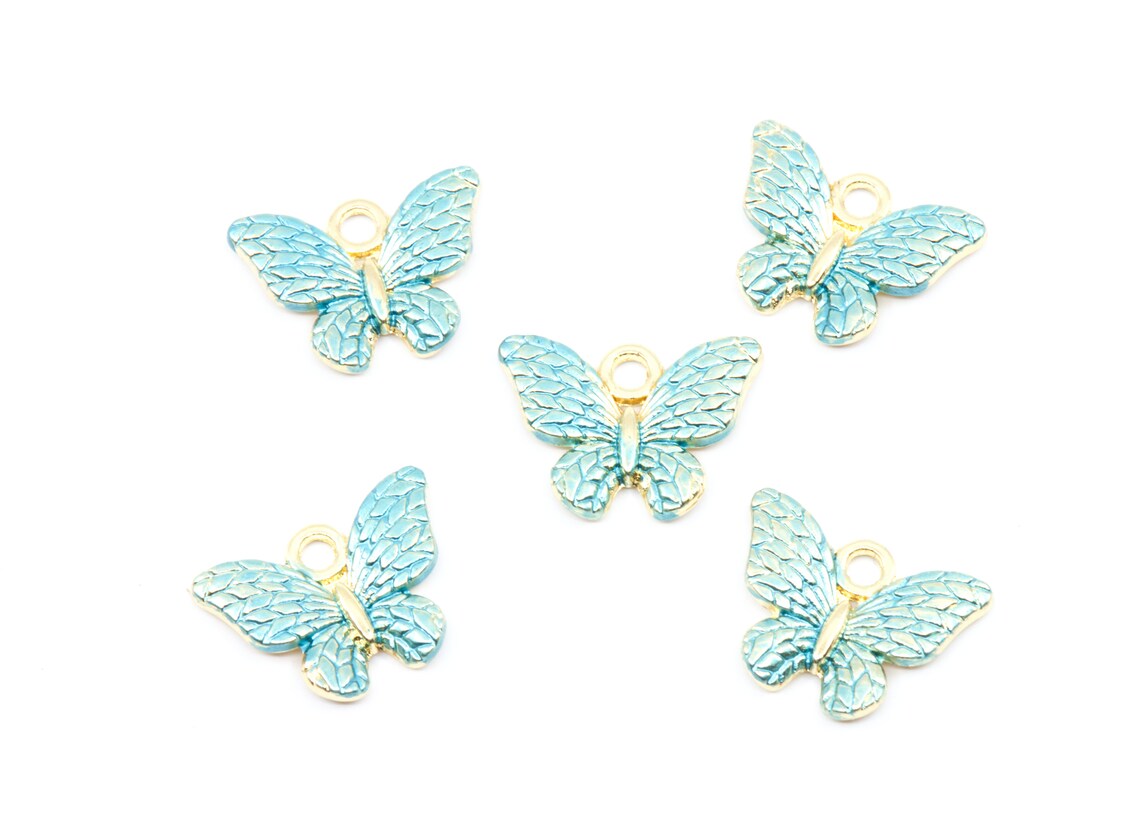 Light Blue Butterfly Gold Plated Charms...lot of Five... - Etsy