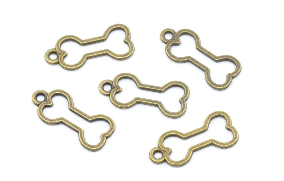 Dog Bone Antique Gold Tone Charms...lot of Five...animal - Etsy