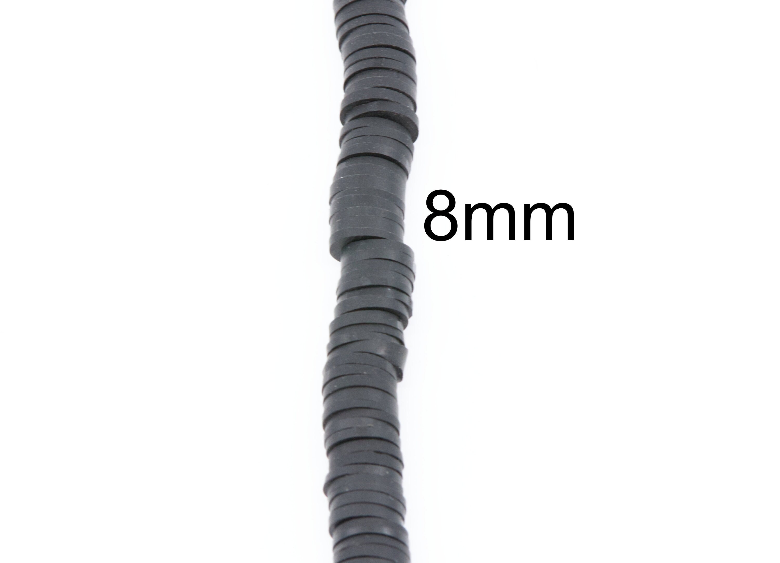 Black 8mm Polymer Clay Flat Disc Heishi Beads...african Vinyl Beads ...