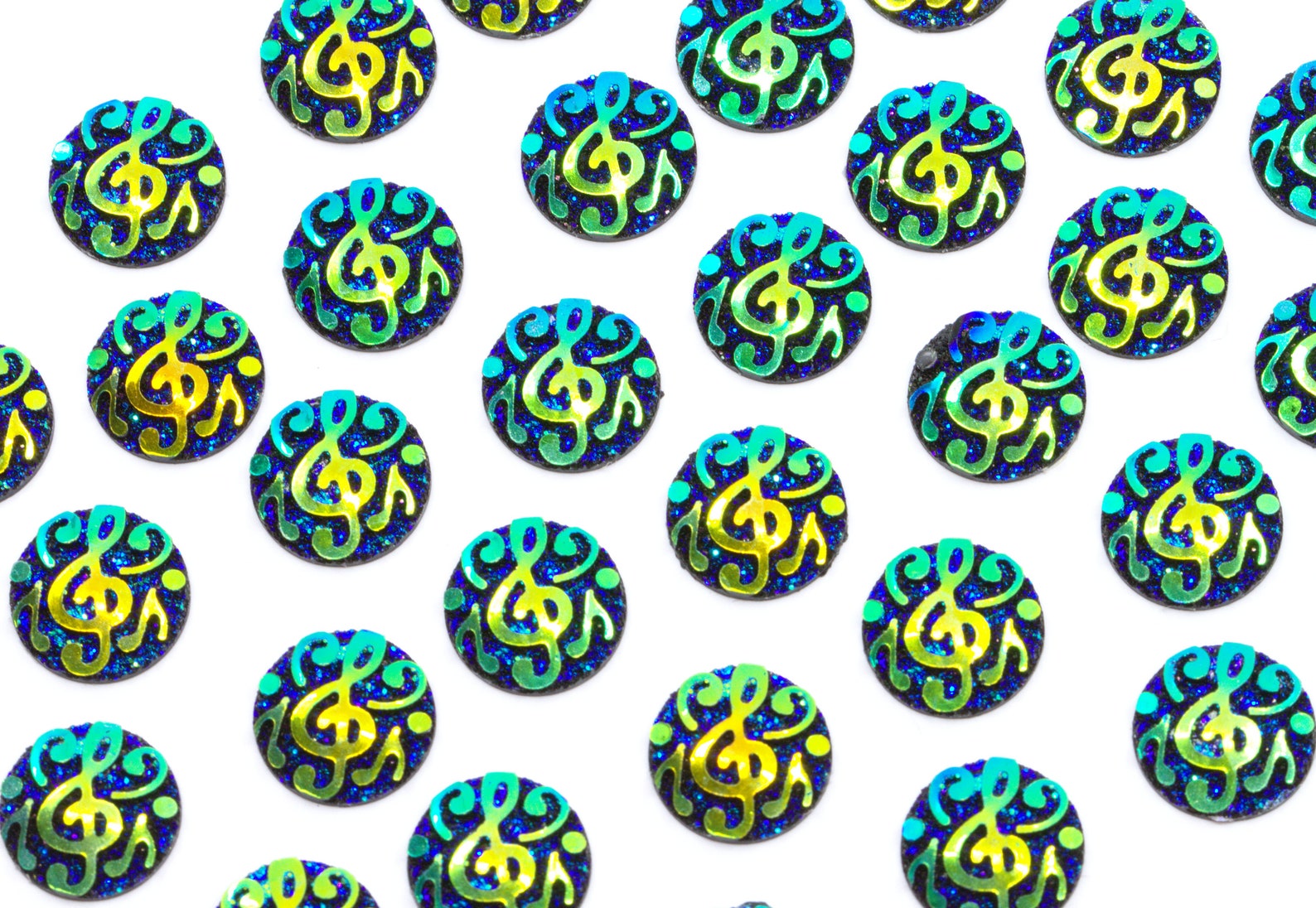 Music Note Royal Blue and Green Resin Flatback 12mm | Etsy