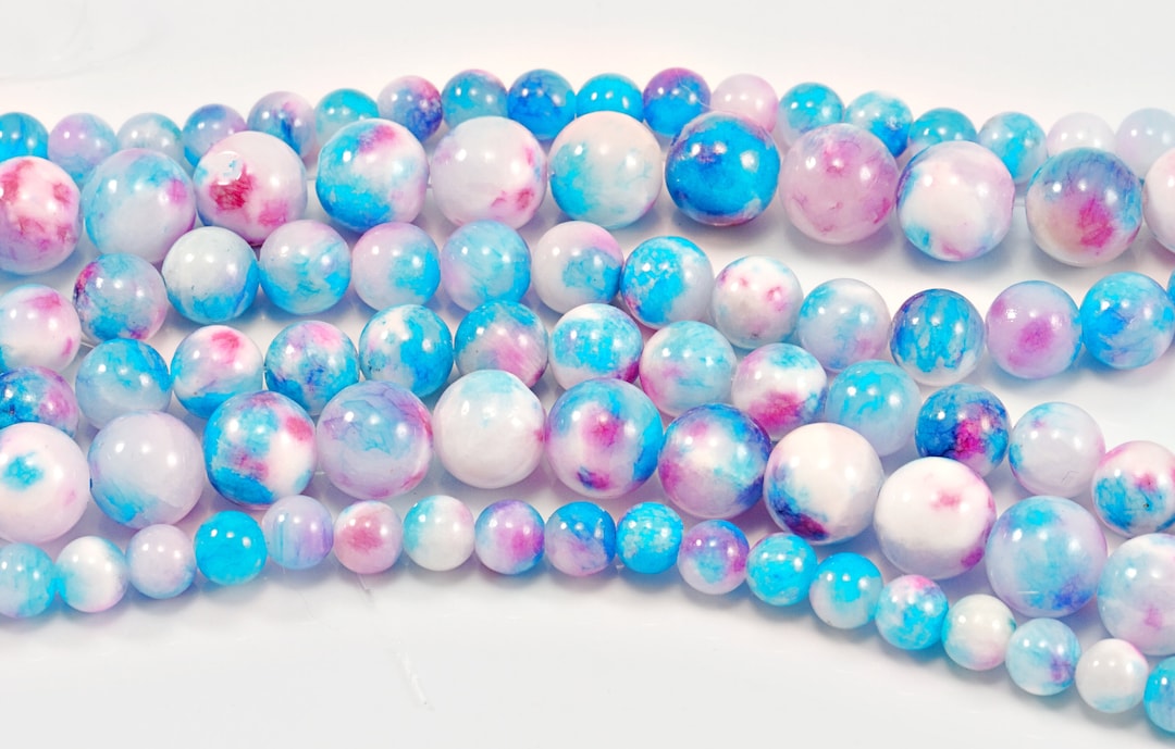 Purple Ocean Blue & Purple Jade Natural Stone Dyed Beads...full Strand ...