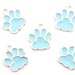 Pastel Blue Paw Print Enamel Charms Silver Plated...lot of Five ...