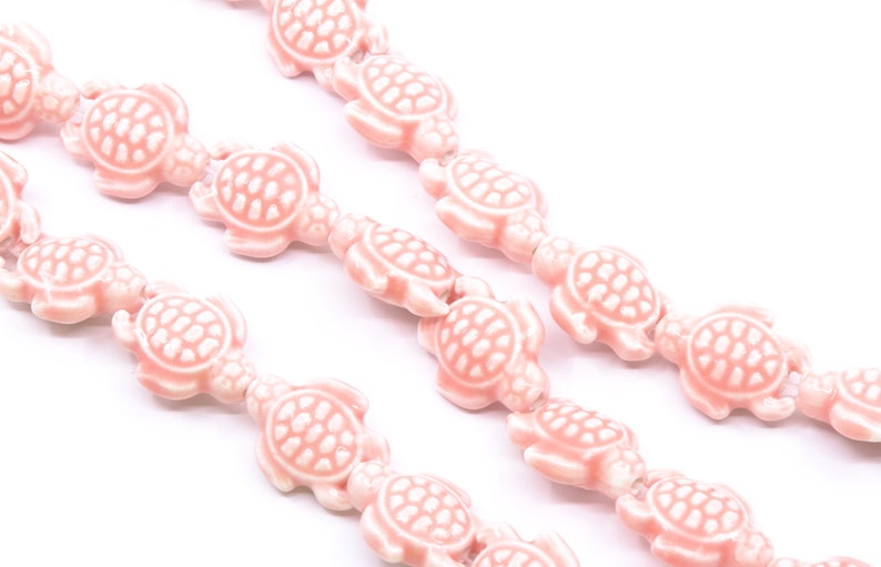 Light Pink Ceramic Turtle Beads...15x18mm...full Strand 15 - Etsy