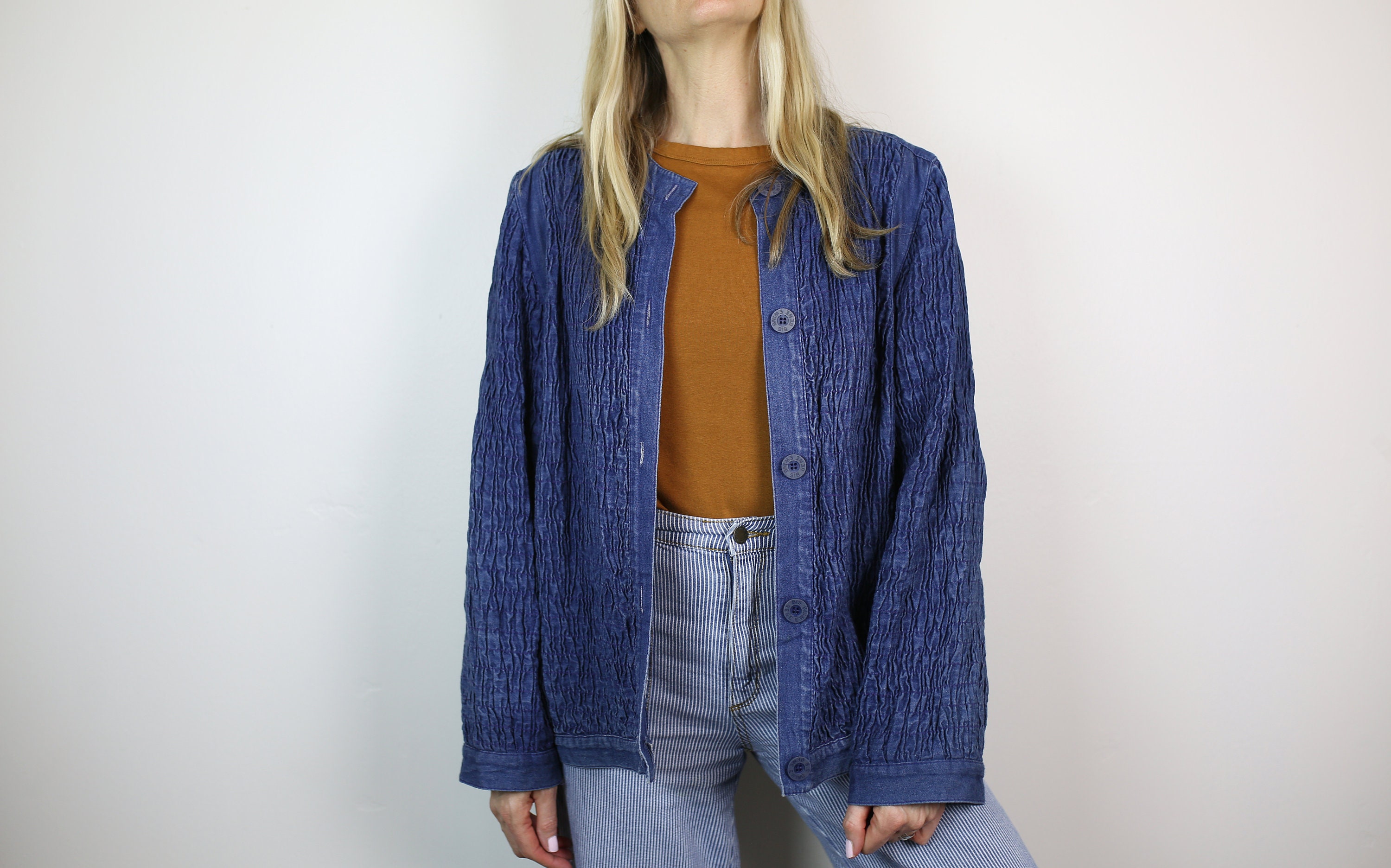 90s GENE EWING BIS wrinkled denim jacket California Sunwash | Etsy