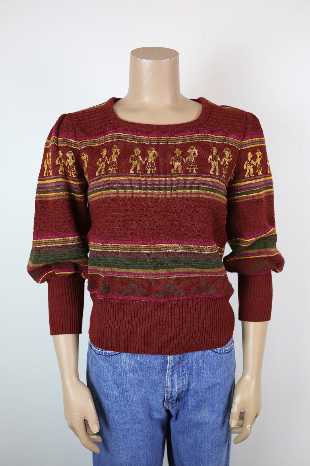 Vintage 70s PUFFY 3/4 SLEEVE SWEATER the East Side Clothing Co - Etsy