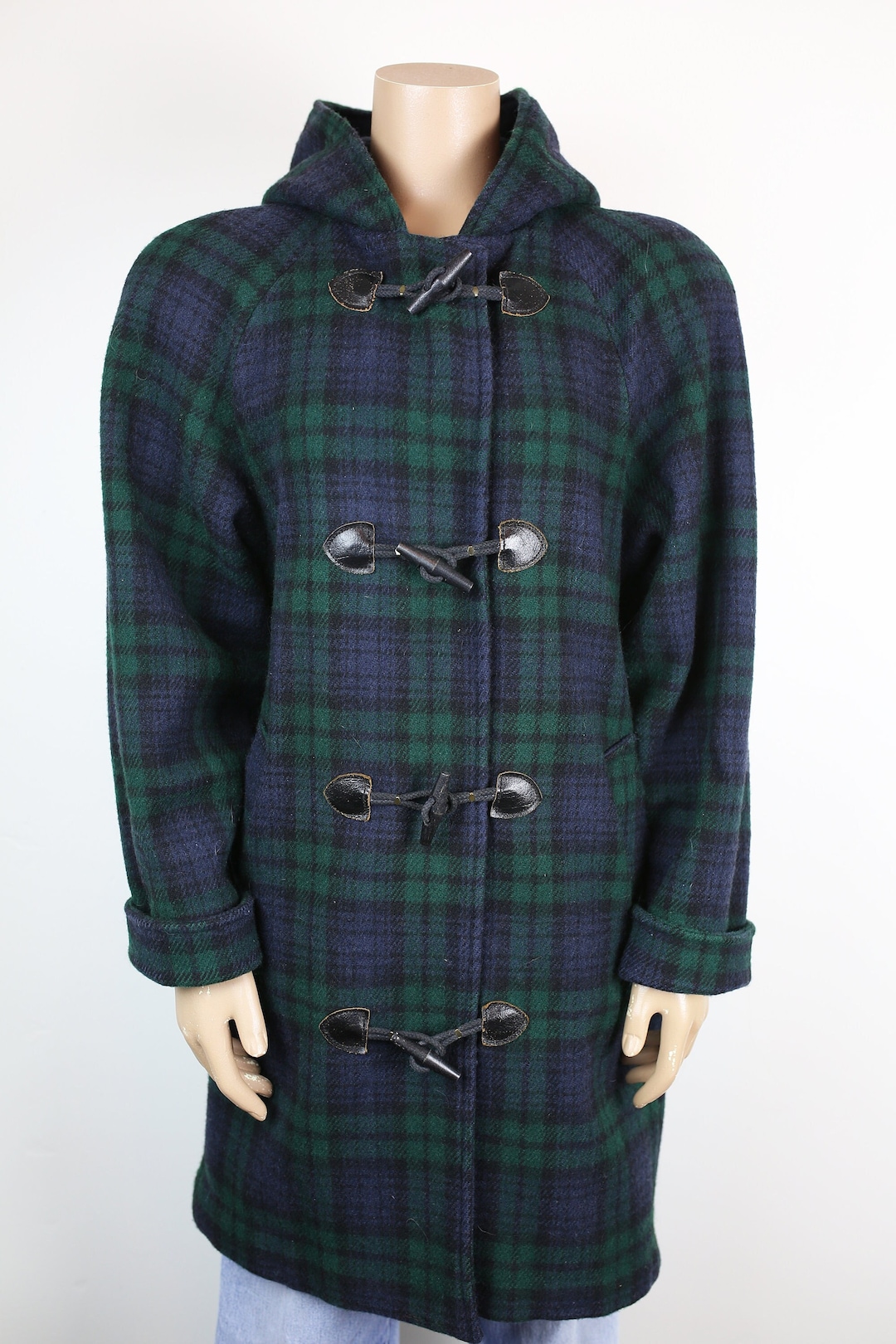 80s TARTAN Plaid DUFFLE COAT by Stephanie Mathews Convoy Toggle Coat ...