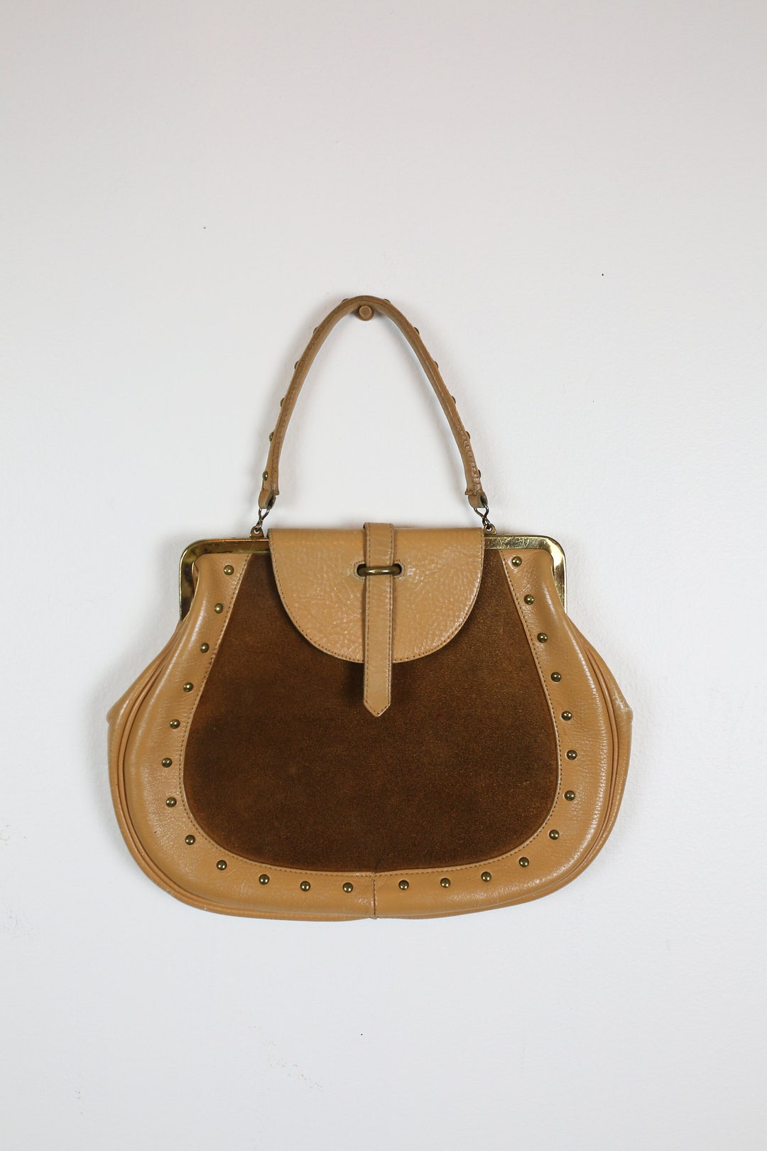 60s ROGER VAN S Tan Leather Purse Vintage Suede - Etsy