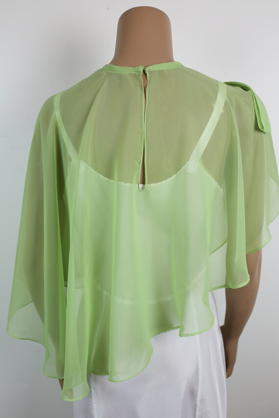 60s GREEN SHEER SHAWL pastel green lime green vintage - Gem