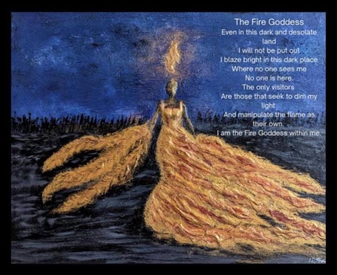 Poster Print of 3d Acrylic Goddess Painting With Poem: Impressionistic ...