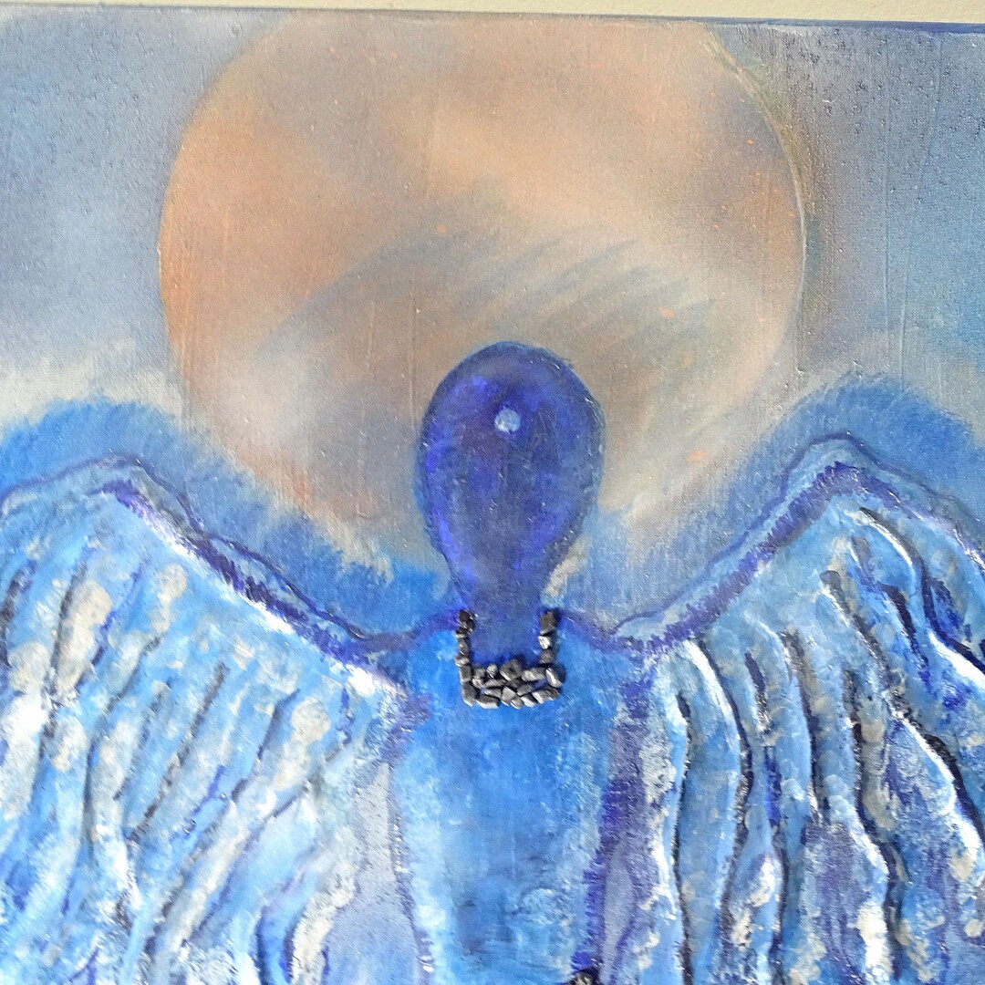 Dream Angel Wall Art: Mixed Media Canvas With Crystals (16x16 Inches ...