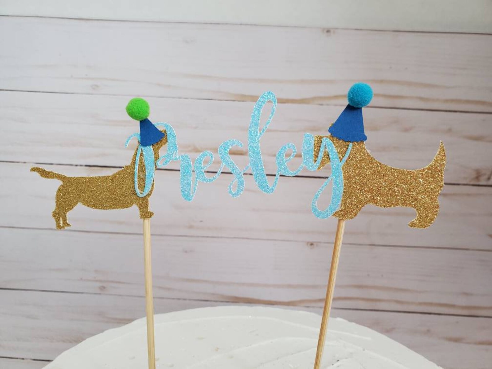 Dog Cake Topper With Name/ Custom Glitter Dog Cake Topper/ Dog - Etsy