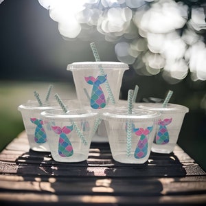 Mermaid Cups With Straws and Lids, Under the Sea Ocean Themed Party ...